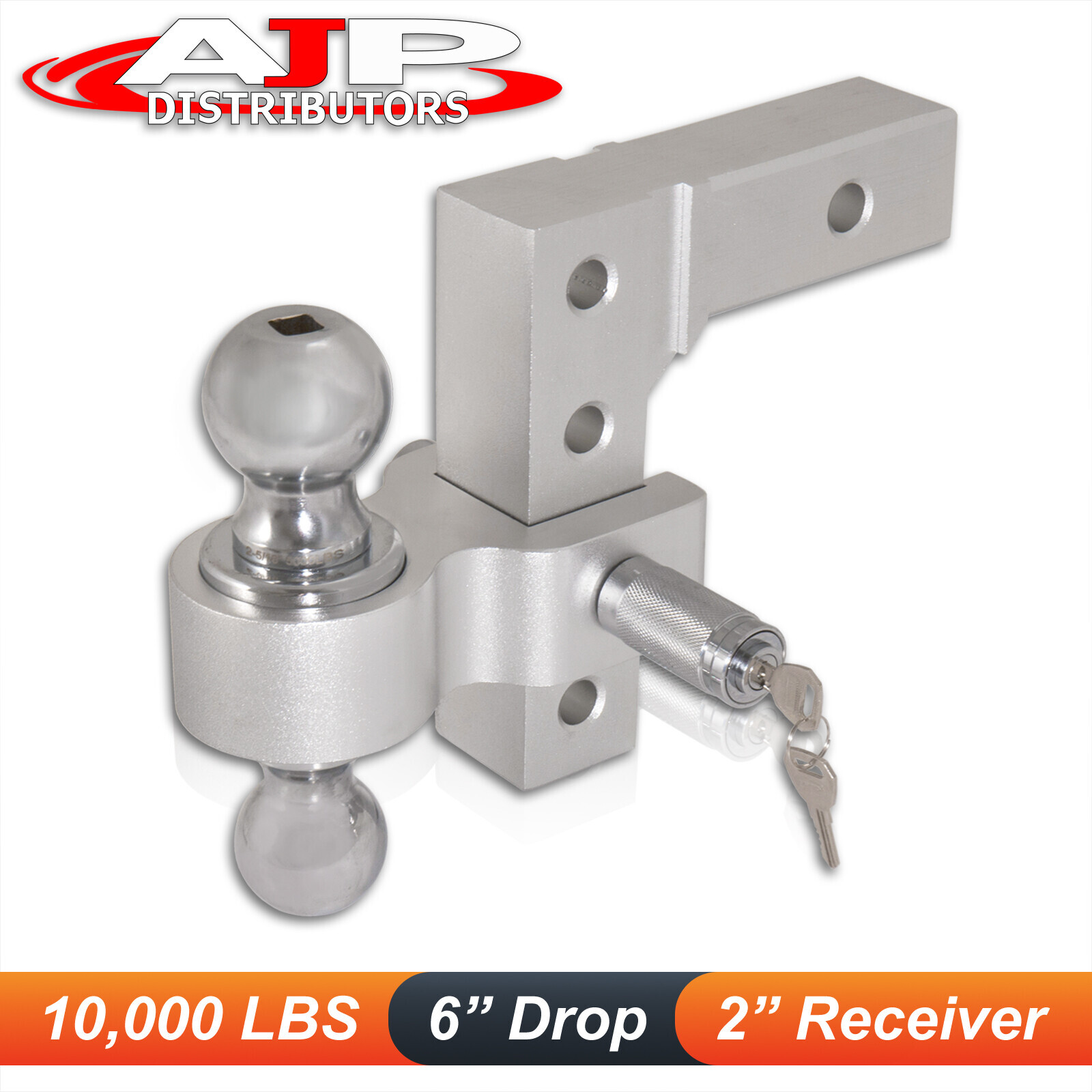 Universal 2" Hitch 6" Drop Trailer Towing Reciever Heavy Duty Dual Ball ...