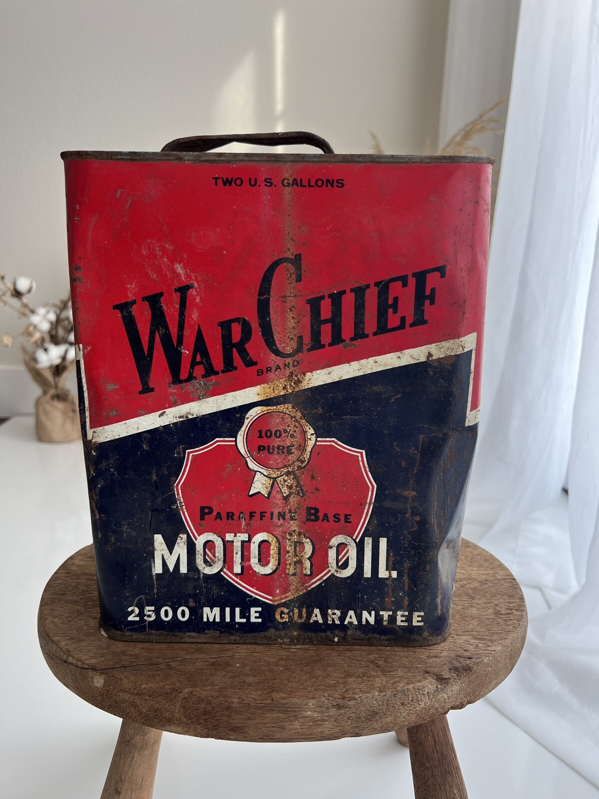 VINTAGE ADVERTISING WAR CHIEF MOTOR OIL 2 GALLON TIN | eBay