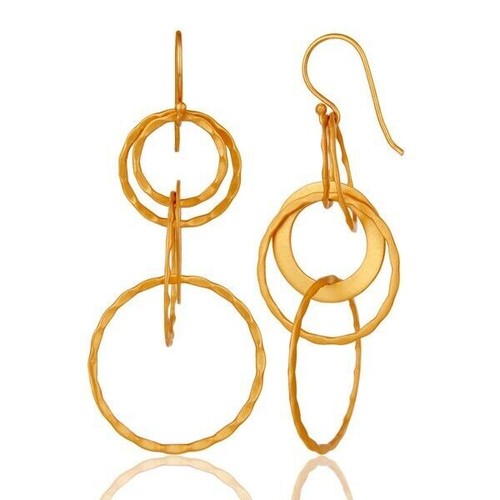Multi Hoop Earrings, Hammered Circle Earrings, Gold Dangle Multi Hoops ...