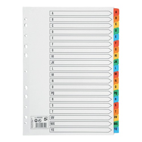 A-Z FILE DIVIDERS A4 WITH COLOURED ALPHABETICAL INDEX TABS Strong | eBay UK