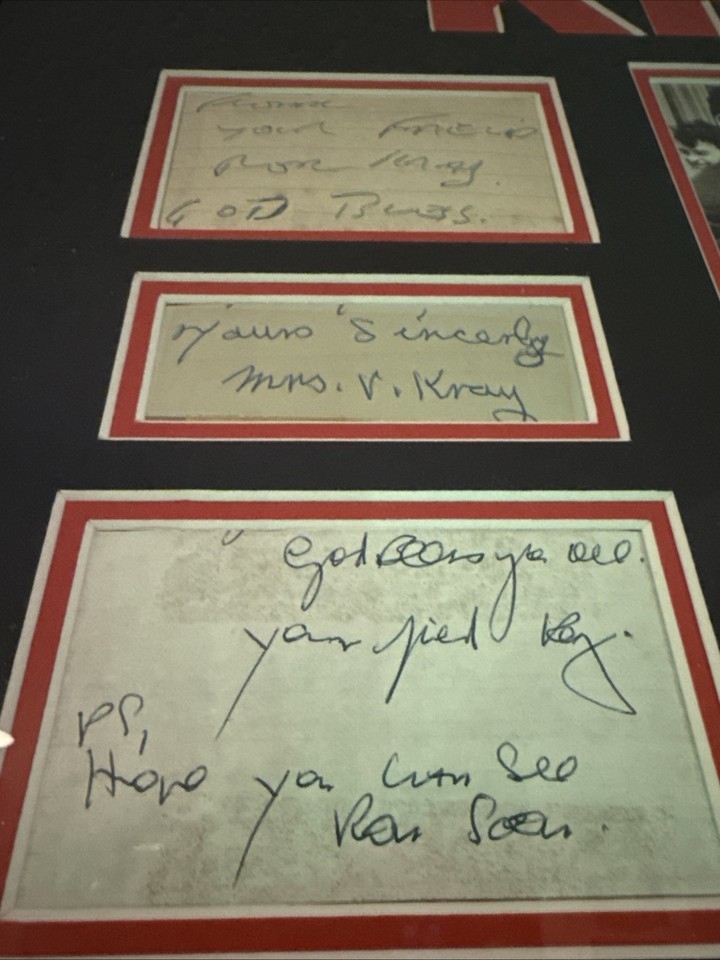 Violet Kray Reg Kray Ron Kray C Kray Signed Framed Display - Genuine ...