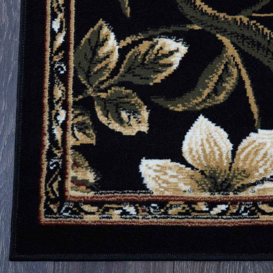Black Floral Area Rug 8x10 Clearance For Living Room Large Modern ...