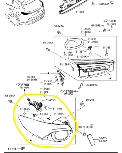New OEM 2016 - 2023 Mazda CX-9 Right Tail / Trunk Light Assembly # TK49 ...