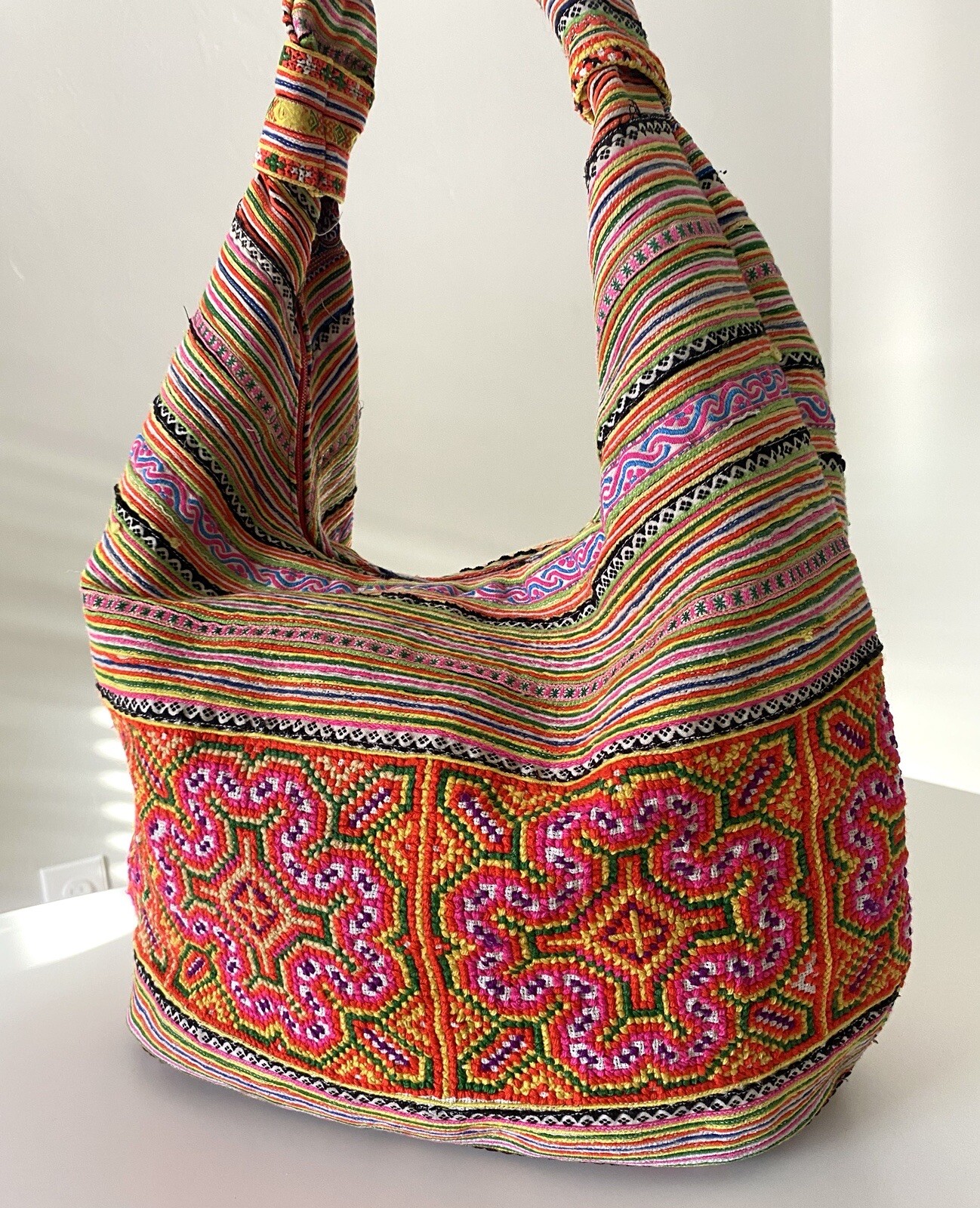 Colorful Cross Stitch Embroidered Shoulder Bag Boho Hippie | eBay