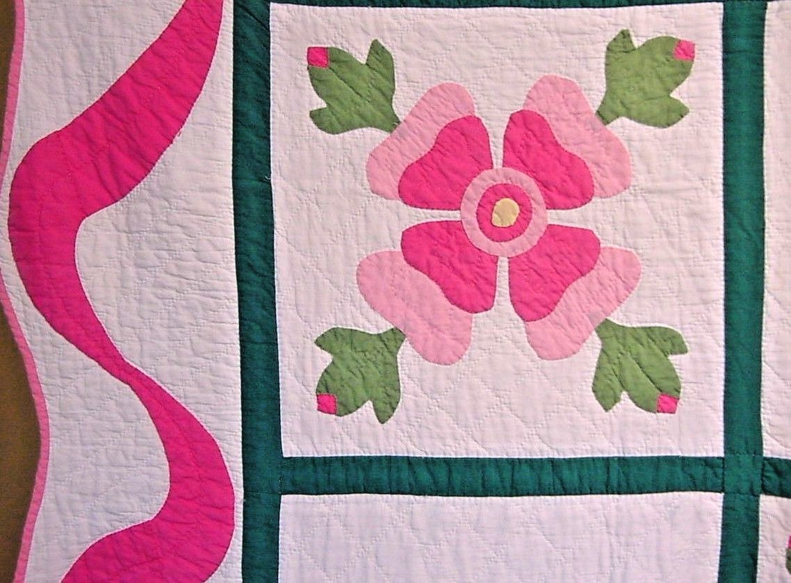ANTIQUE APPLIQUE OHIO ROSE QUILT SWAG BORDERS MORE QUILTS IN OUR STORE ...