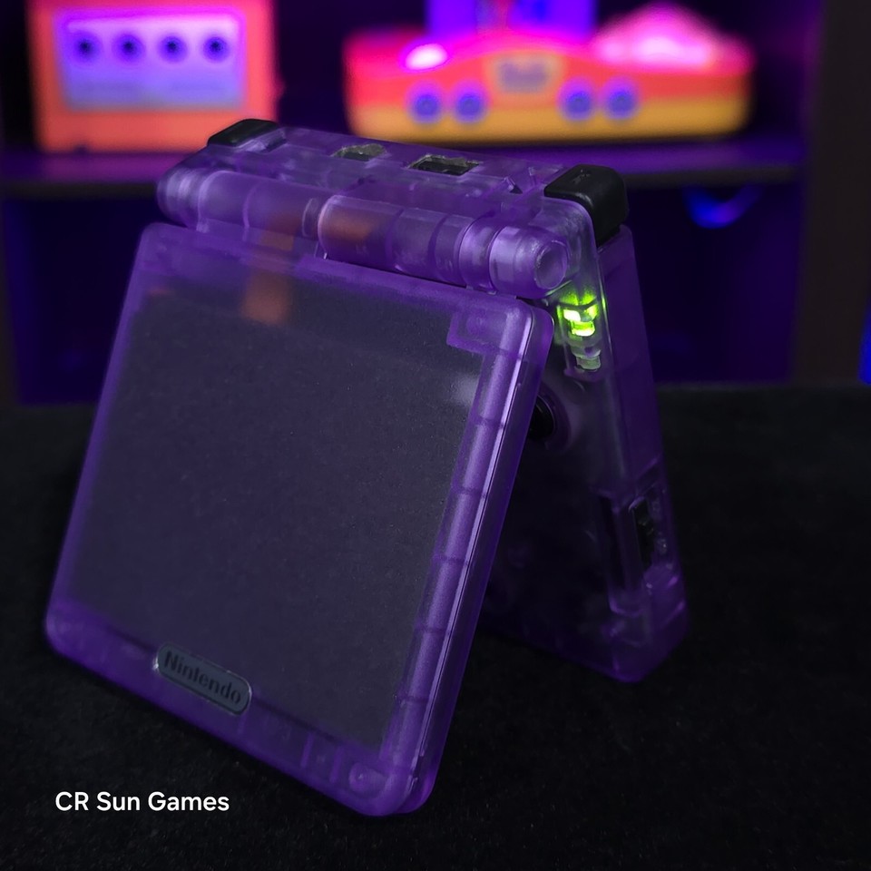 Clear Purple Nintendo Game Boy Advance GBA SP IPS Adjustable Brightness ...