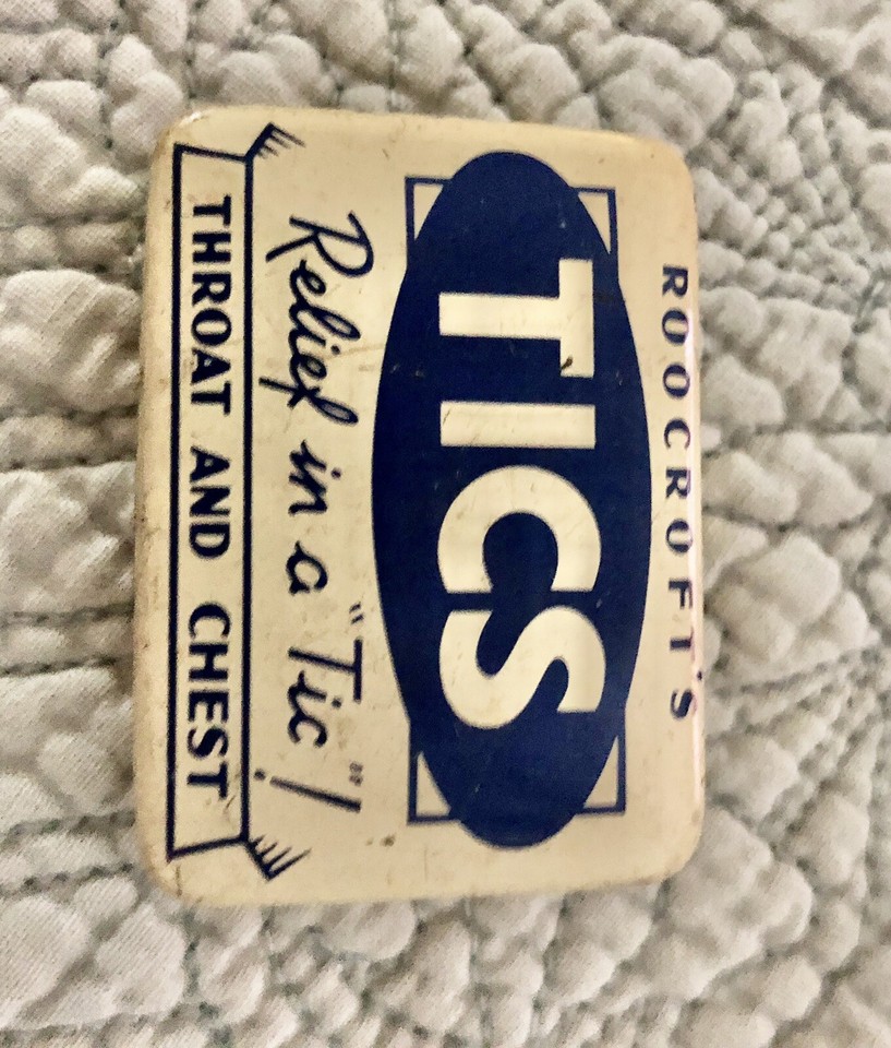Vintage 1923 Roocroft's "TICS" Throat & Chest Tablet Tin Case "Relief ...
