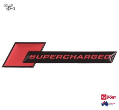 CAR STICKER SUPERCHARGED Aluminium Motorsport Decal Emblem Badge -BLACK ...