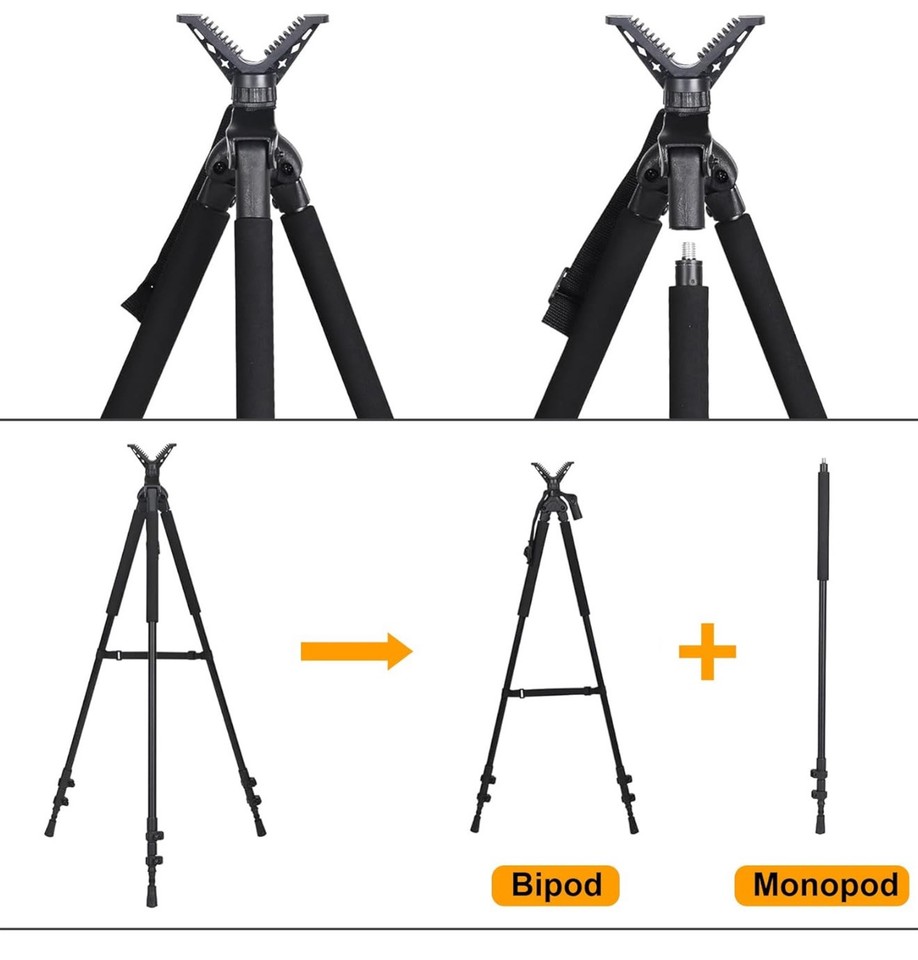 NEW HUNTPAL 29"-61" Shooting Stick Hunting Tripod Bi-pod Monopod Stand ...