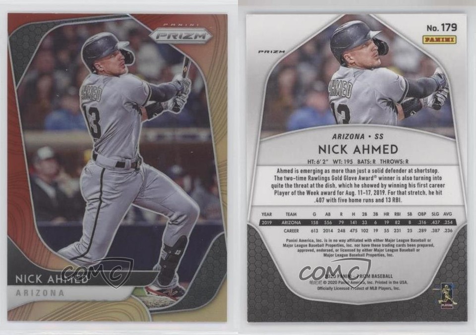 2020 Panini Prizm Tier II Hot Box Red Orange Prizm Nick Ahmed #179 0a4s ...