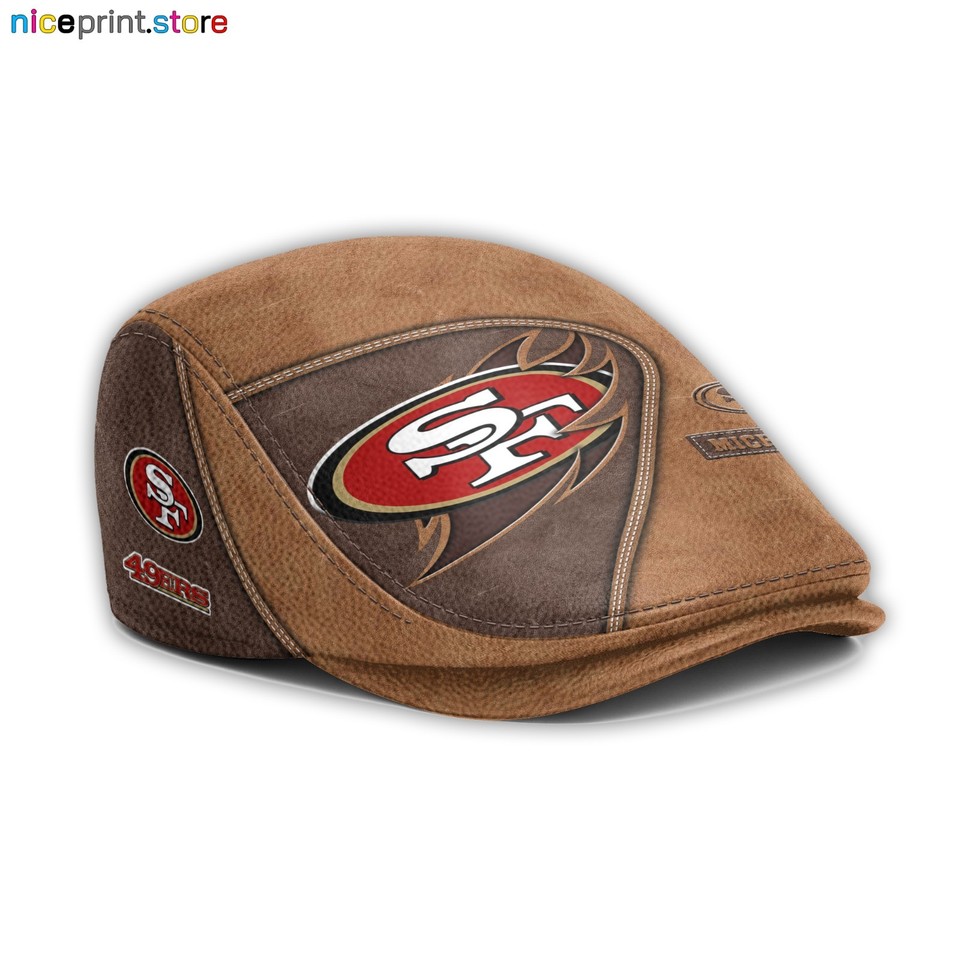 Leather Cap San Francisco Team 49ers Jeff Cap NFL Newsboy Cap NFL Flat ...