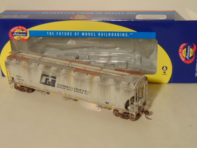 Custom Weathered HO Athearn Consolidated Grain Trinity 3-Bay Covered ...