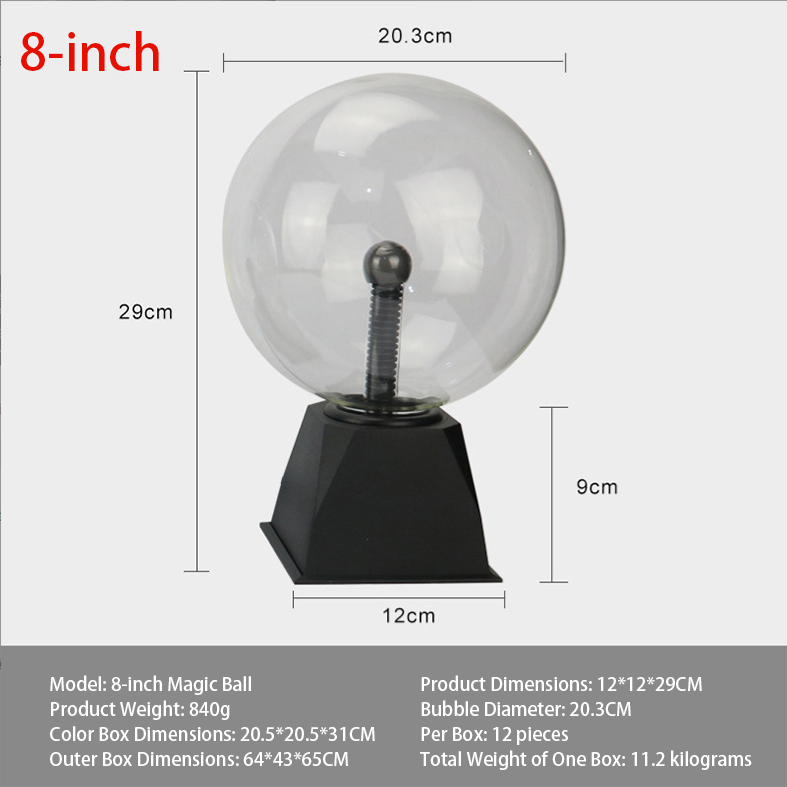 8 Inch Large Plasma Globe Touch Sound Sensitive Ball Lamp Birthday Gift ...