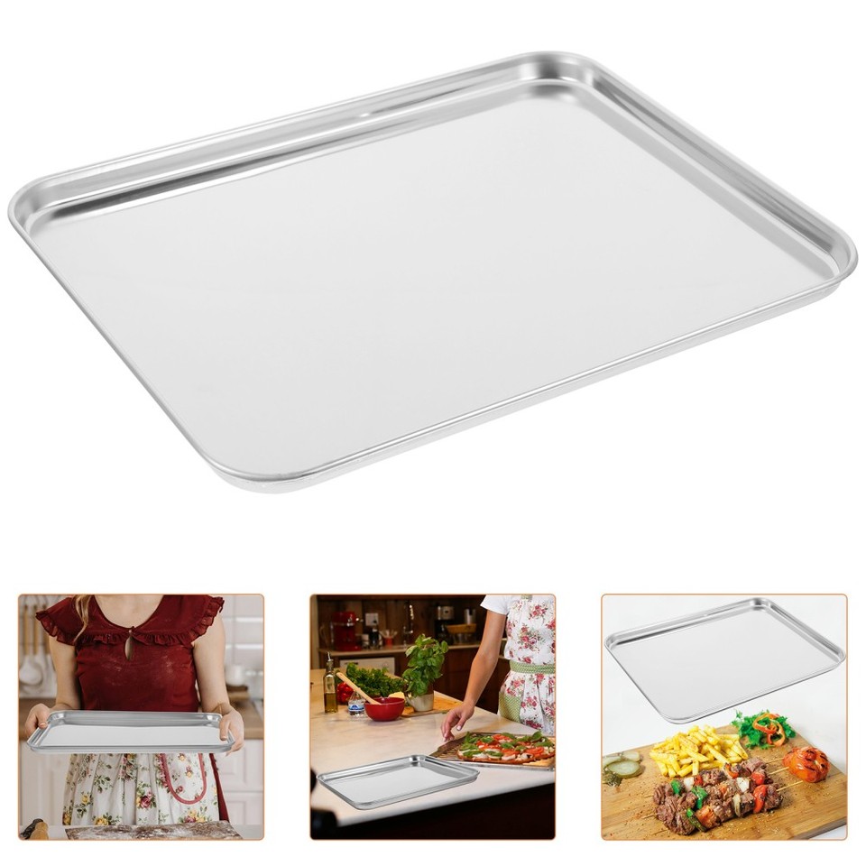 1Pc Large Stainless Steel Baking Tray Rectangular Baking Tray for ...