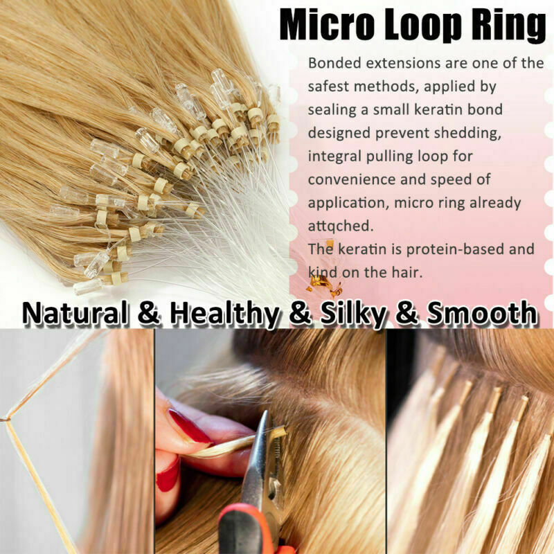 Micro Ring Loop Tip Remy Human Hair Extensions Straight Micro Beads ...