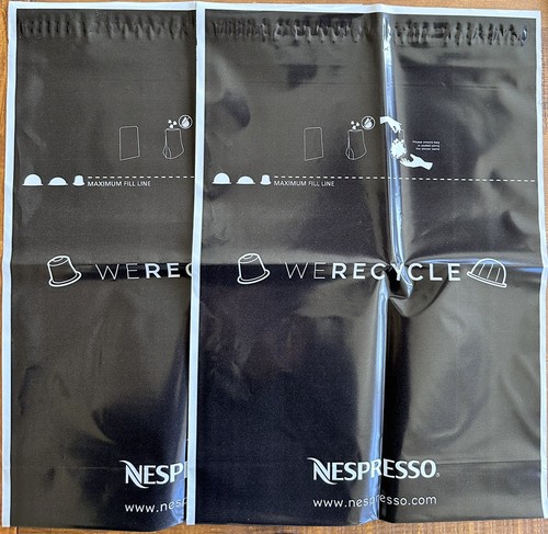 2 x Nespresso Coffee Pods Capsules Recycling Bag-Postage Paid Label-UPS ...