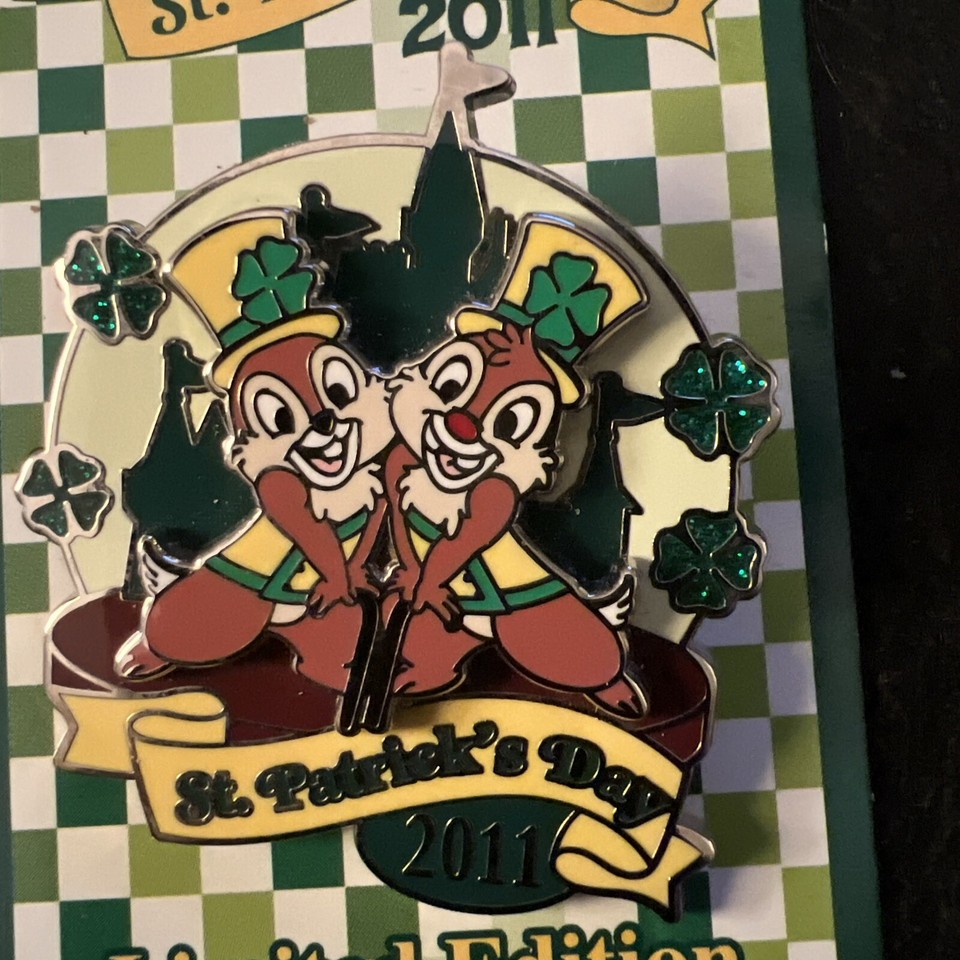 Disney Chip & Dale St. Patrick's Day Shamrock Clover Castle Pin LE 1500 ...