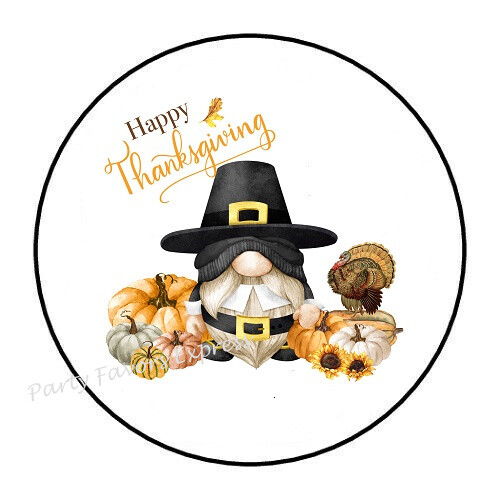 HAPPY THANKSGIVING PILGRIM GNOME ENVELOPE SEALS LABELS STICKERS PARTY ...