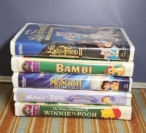 Lot of 5 Disney VHS Movies - Winnie The Pooh, The Little Mermaid, Bambi ...