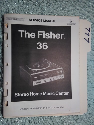 Fisher 36 service manual original repair book stereo home music center ...
