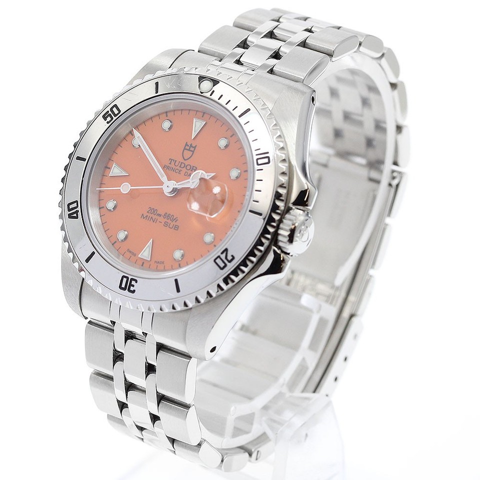 TUDOR Prince Date Mini Sub 73190 Orange Dial Automatic Boy's Watch ...