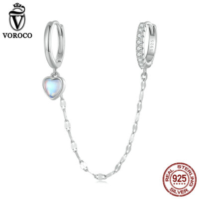 Fashion 925 Silver Moonstone Chain Double Ear Clips Earring Jewelry ...