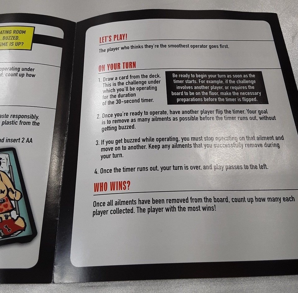 Botched Operation Board Game For Adults Replacement Instruction Manual ...