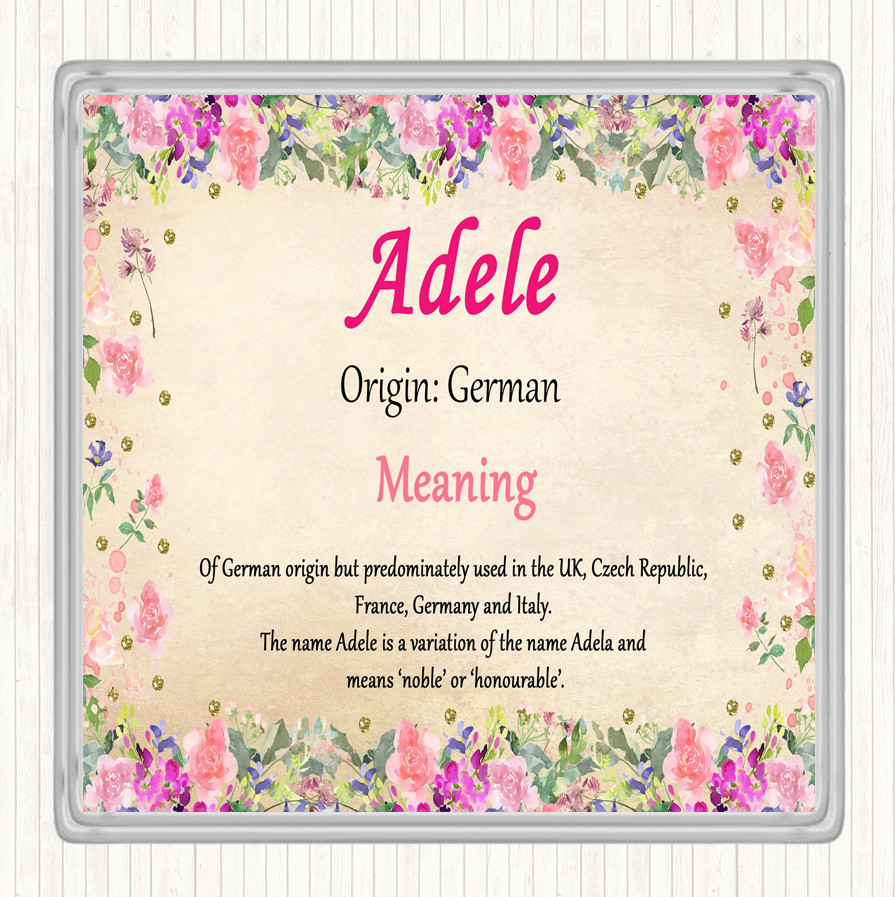 Adele Name Meaning Drinks Mat Coaster Floral | eBay UK
