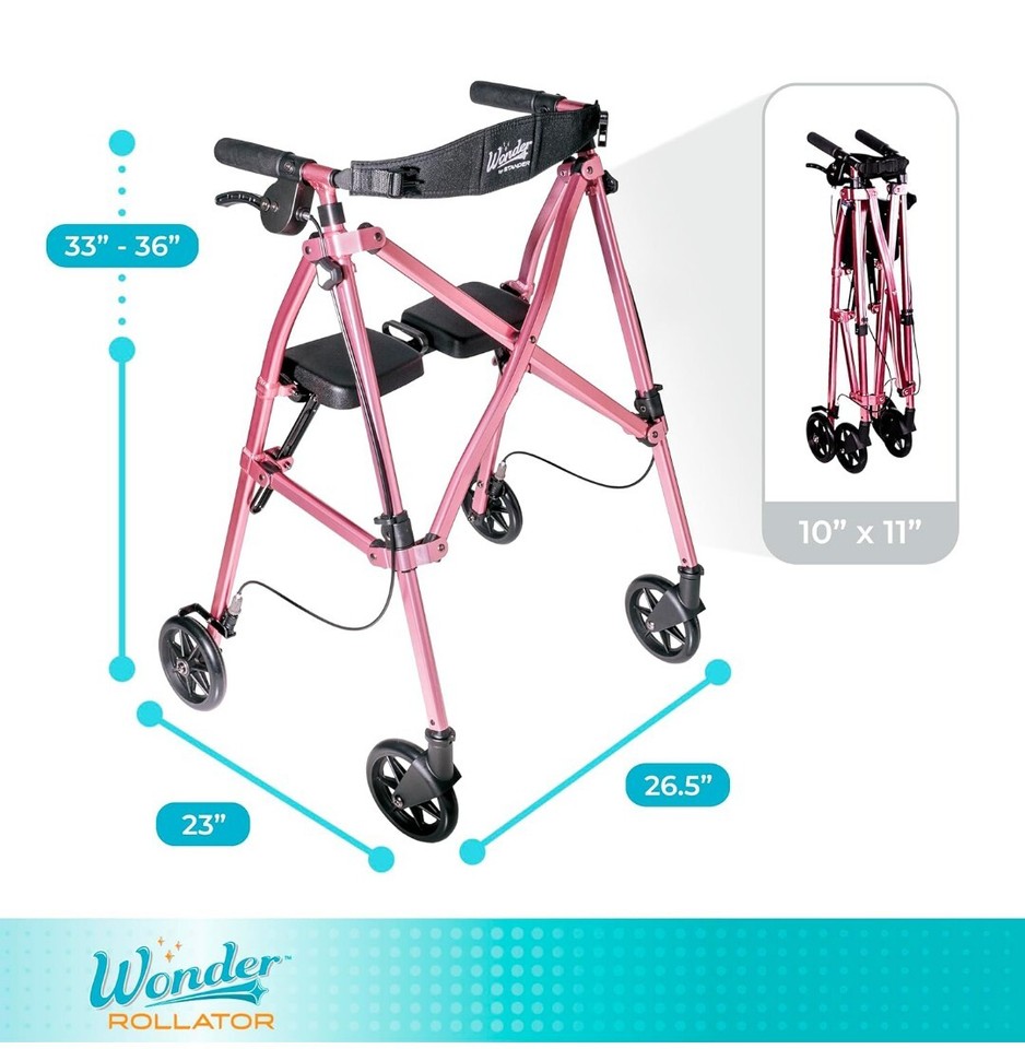 Stander Wonder Rollator, Lightweight Folding Space Saver Mobility ...