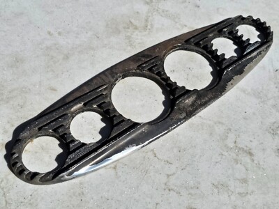 VINTAGE FINNED ALUMINUM DASH GAUGE BEZEL HOT ROD OLD RACE CAR MOON CAL ...
