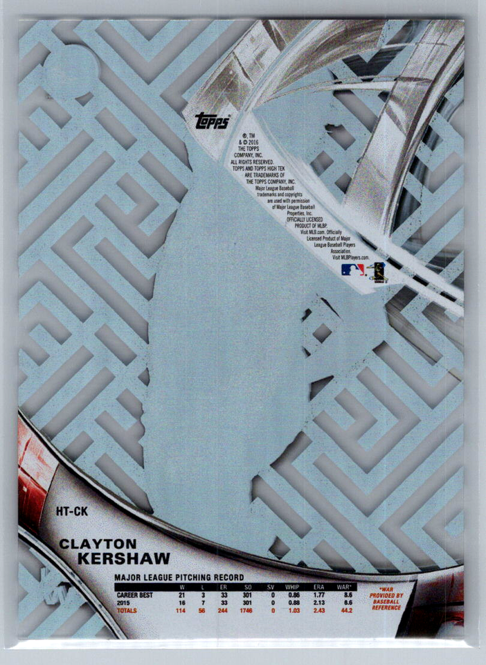 Clayton Kershaw 2016 Topps High Tek Spiral Vortex Maze Grid #HT-CK Los ...