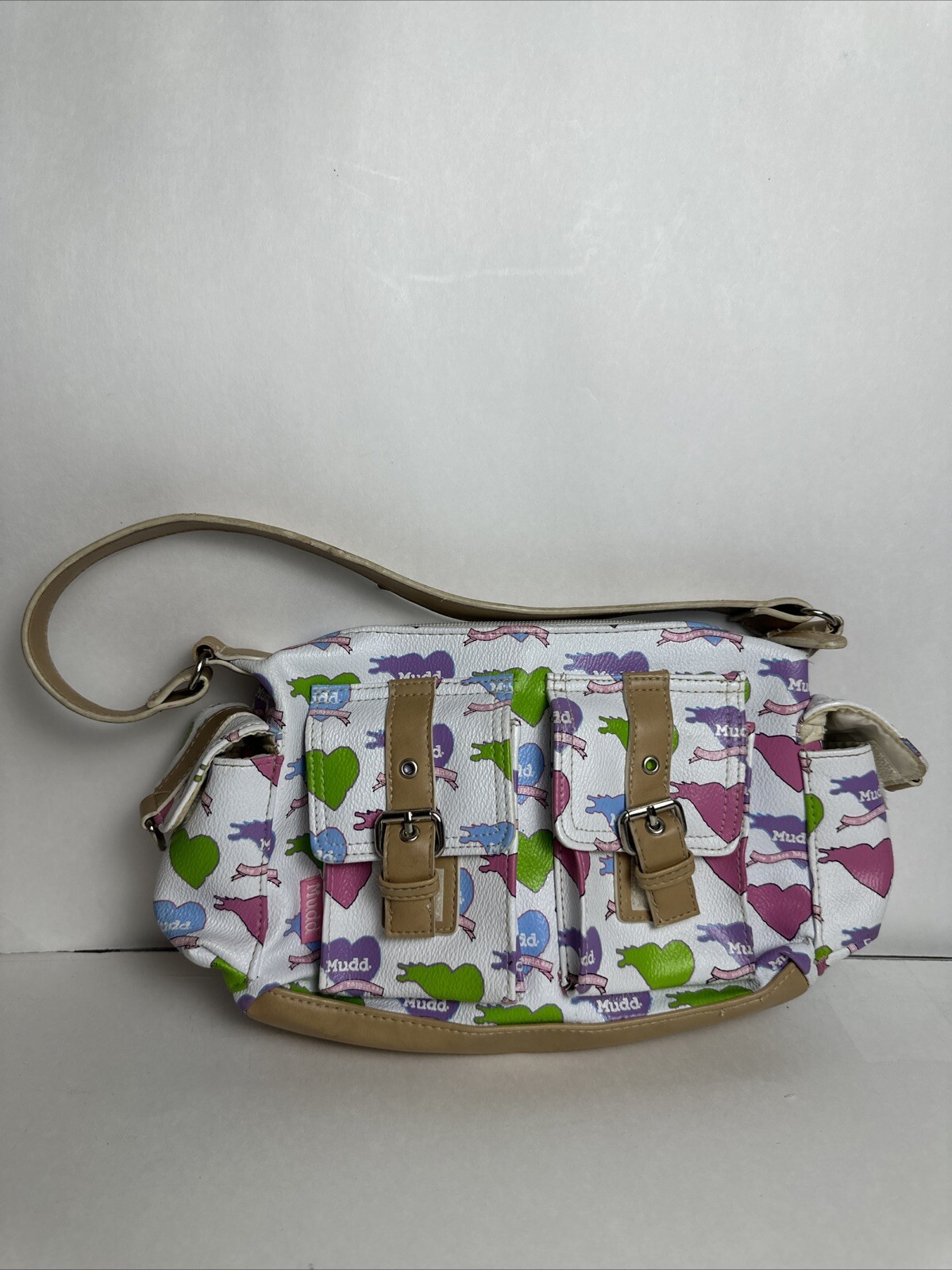 Vintage Y2K MUDD Logo White/Multi Color Shoulder Mini… - Gem