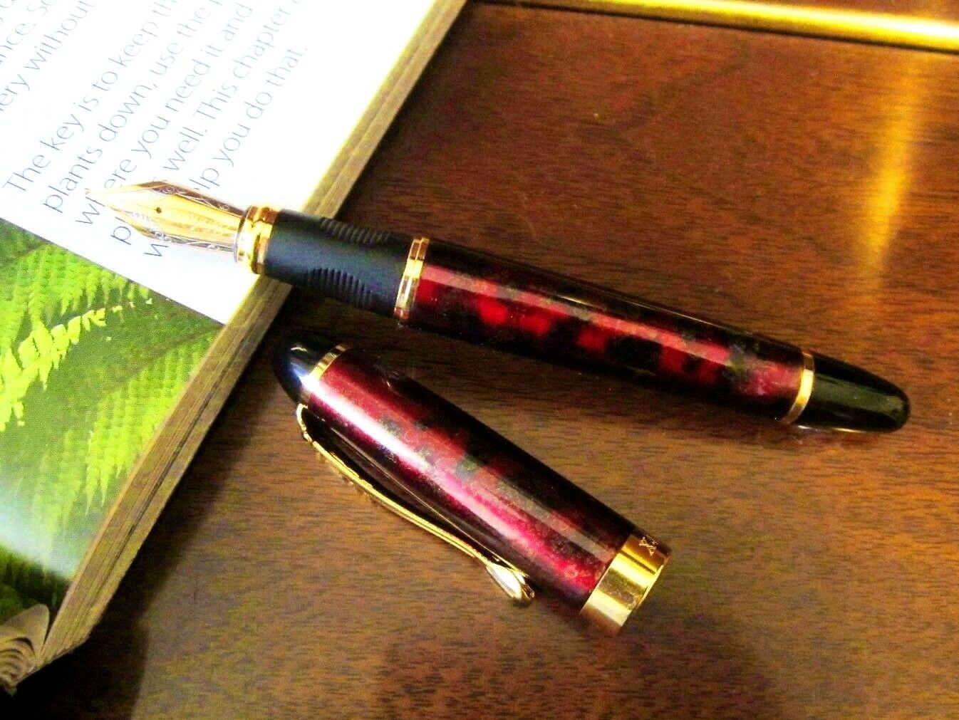 Splendid Maroon & Gold Black Fountain Pen - Large Nib | eBay Australia