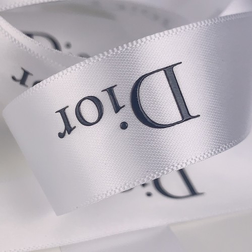 1 Yard of DIOR Holiday Ribbon White Satin w/Grey Logo SOLD BY YARD ...
