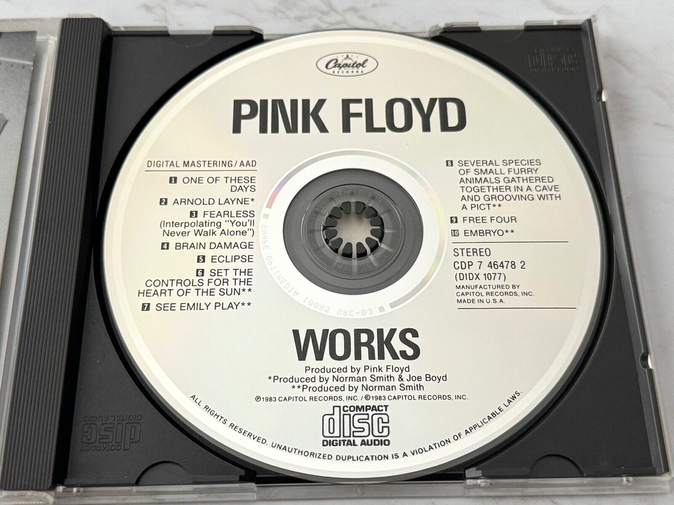 Pink Floyd Works CD SHAPE OPTIMEDIA PRESS! Capitol CDP 7464782 Gilmour ...