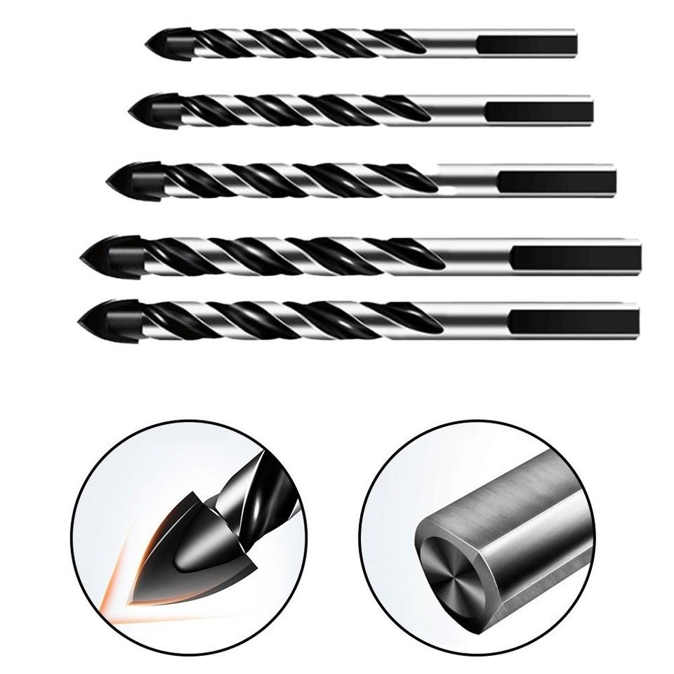 Wear Resistance 5PCS Drill Bits Triangular Shape Handle Wood 3/4/5/6 ...