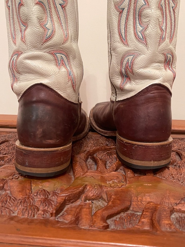 MENS BOOT SIZE 8.5 D BR 301 WESTERN JUSTIN BENT RAIL BROWN BURNISHED ...