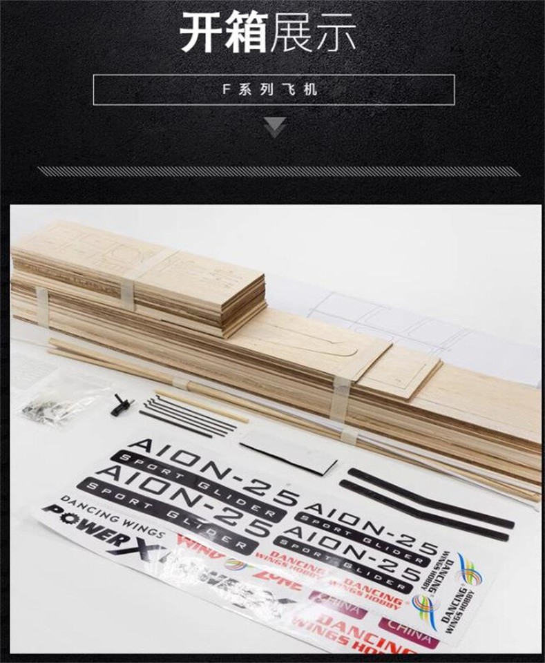 RC Plane F25 AION Balsa Wood Model Aircraft Kit Wingspan 2500mm Glider ...