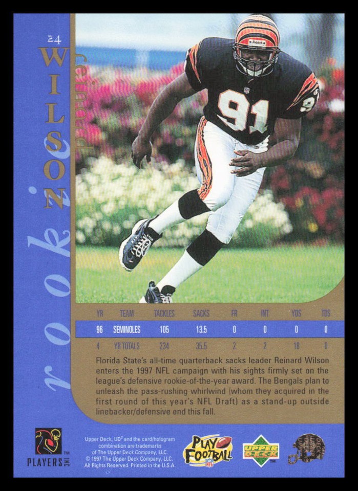 1997 Upper Deck UD3 #24 Reinard Wilson RC Rookie Cincinnati Bengals | eBay