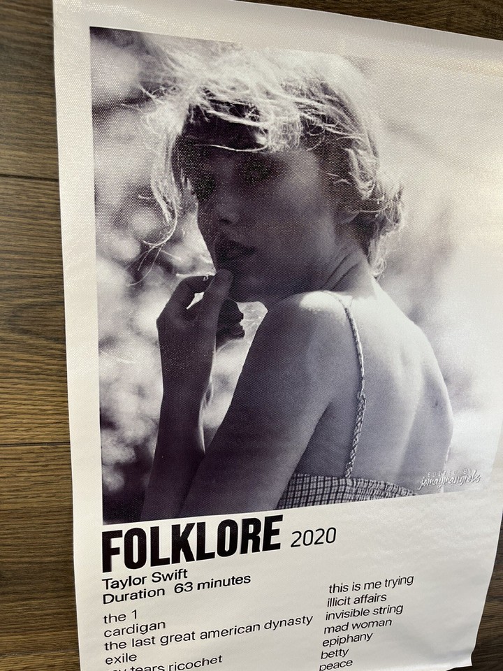 Taylor Swift - Folklore 2020 Canvas Lithograph Poster 24" x 16" NEW | eBay