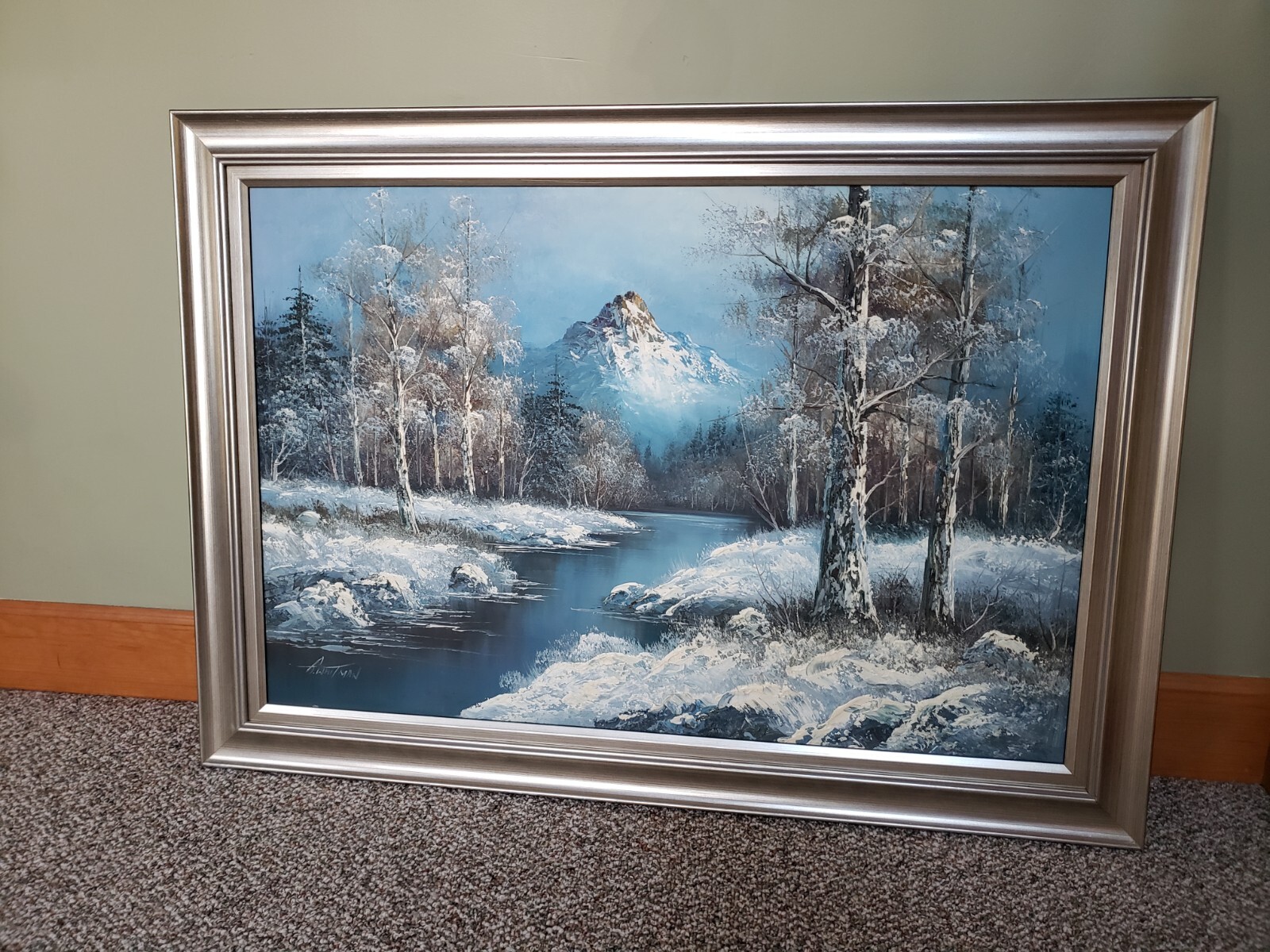 Vintage Landscape Oil Painting on Canvas 24"x36 by Artist G. Whitman | eBay