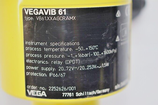 VEGA VB61.XXAGCRAMX VIBRATING LEVEL SWITCH VEGAVIB 61 | eBay