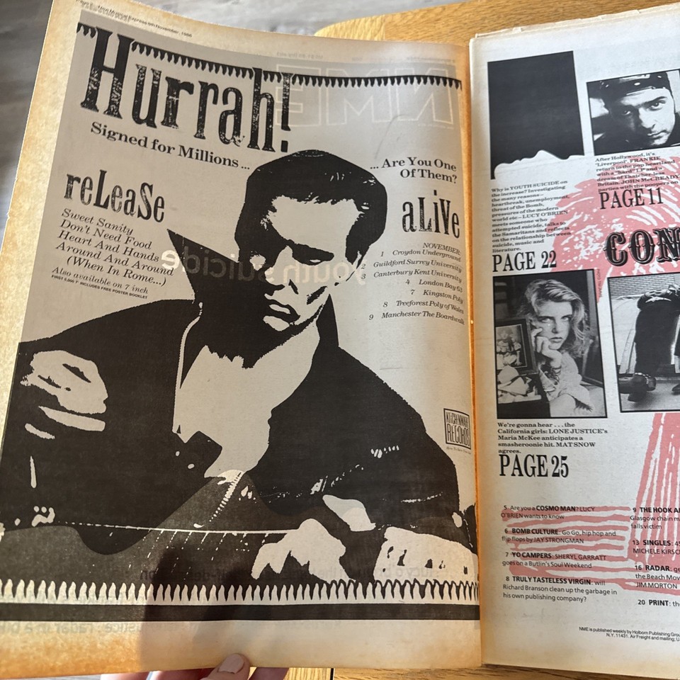 NME Newspaper - 8th November 1986 - Youth Suicide Front Cover | eBay UK