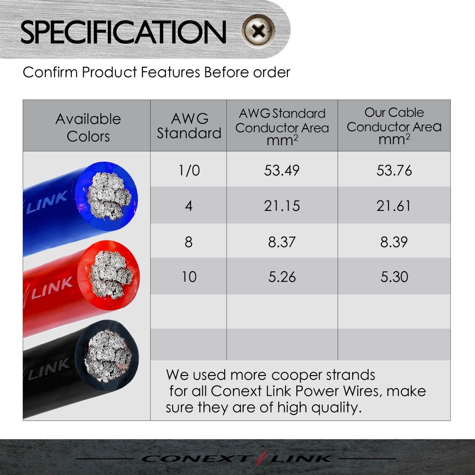 10ft 4 GA Gauge AWG Car Amplifier Battery Power Cable Ground Wire CCA ...