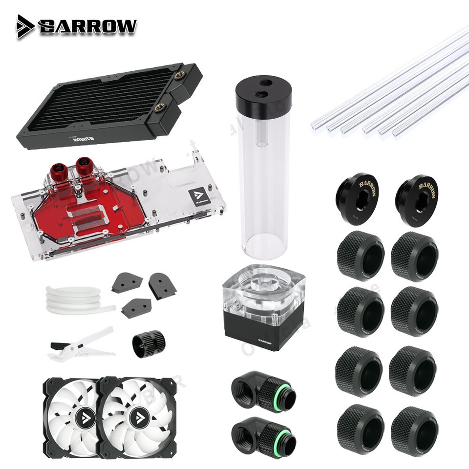 Barrow Hard Tube Water Cooling Kit GPU / CPU Block + Radiator + Pump ...