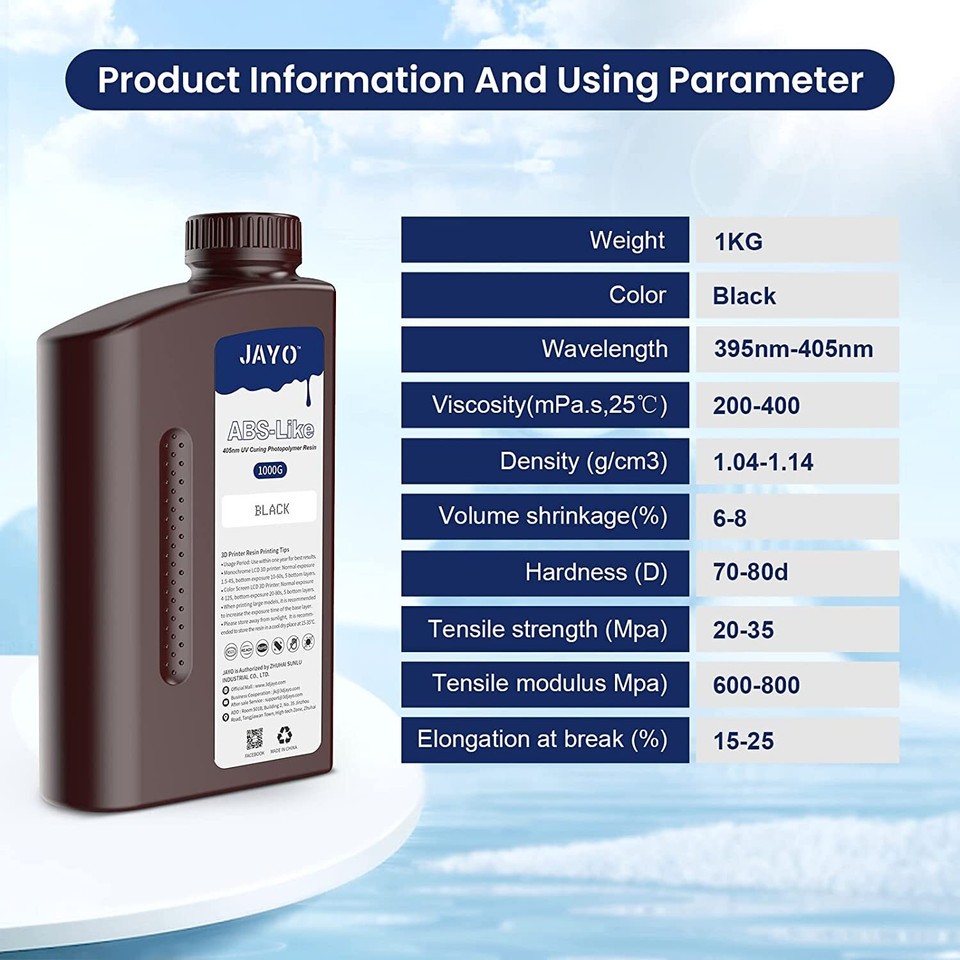 JAYO 1KG 405nm Standard/ABS-Like/Nylon-Like/Water Washable/14K UV Resin ...