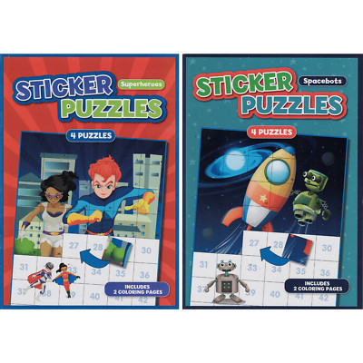 Dynamic Duo Sticker Puzzle Books Set for Kids: Solve, Reveal, and Color ...