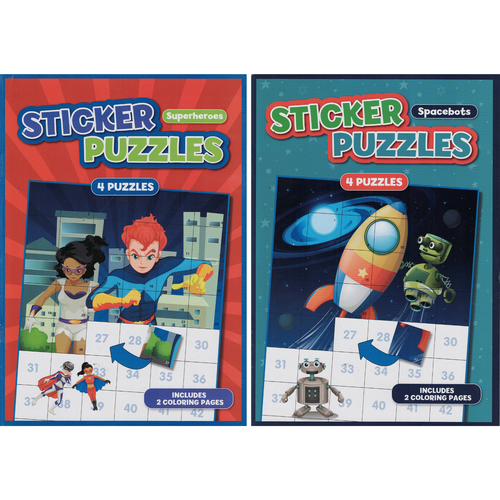 Dynamic Duo Sticker Puzzle Books Set for Kids: Solve, Reveal, and Color ...