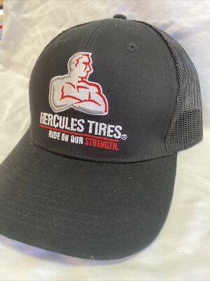 Trucker Hat Hercules Tires Hat Black Muscle Man Ride On Our Strength ...