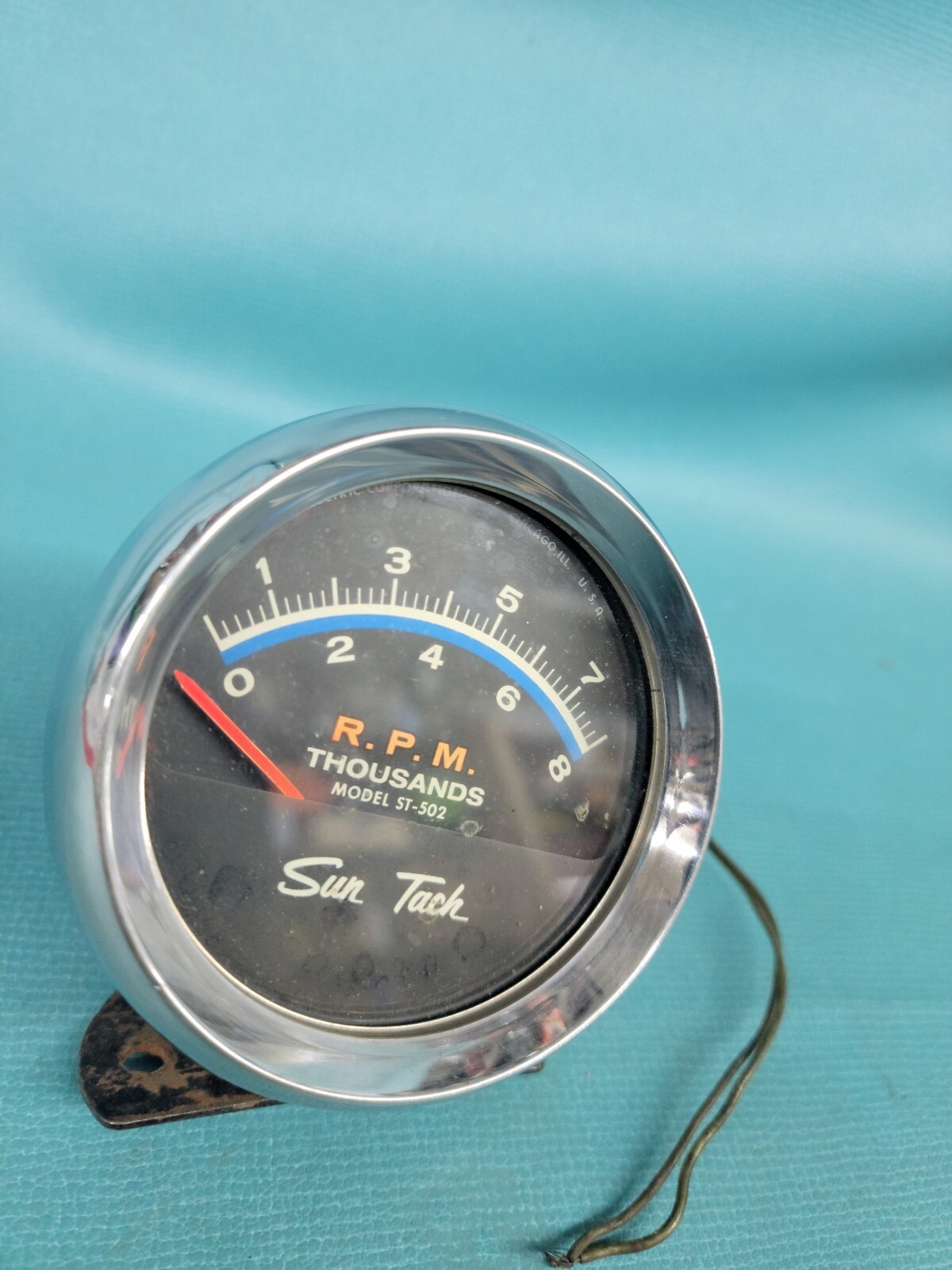 VINTAGE SUN ST-502 8000 RPM TACH TACHOMETER GASSER HOT RAT ROD FORD ...